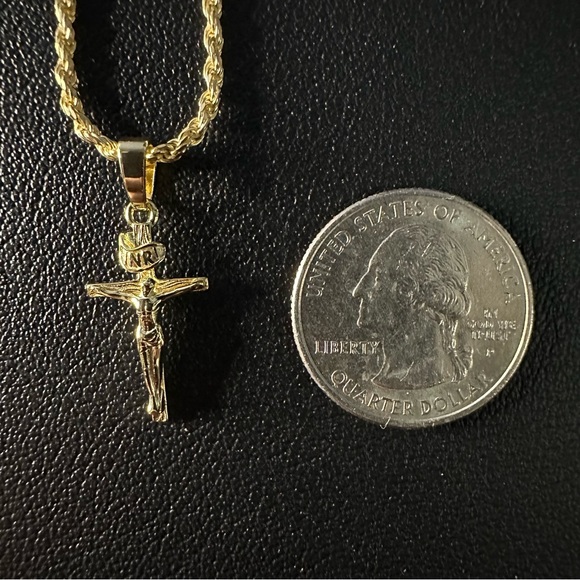 Accessories | Gold Chain 14k Gold Vermeil Rope Chain And Cross Set 2mm ...